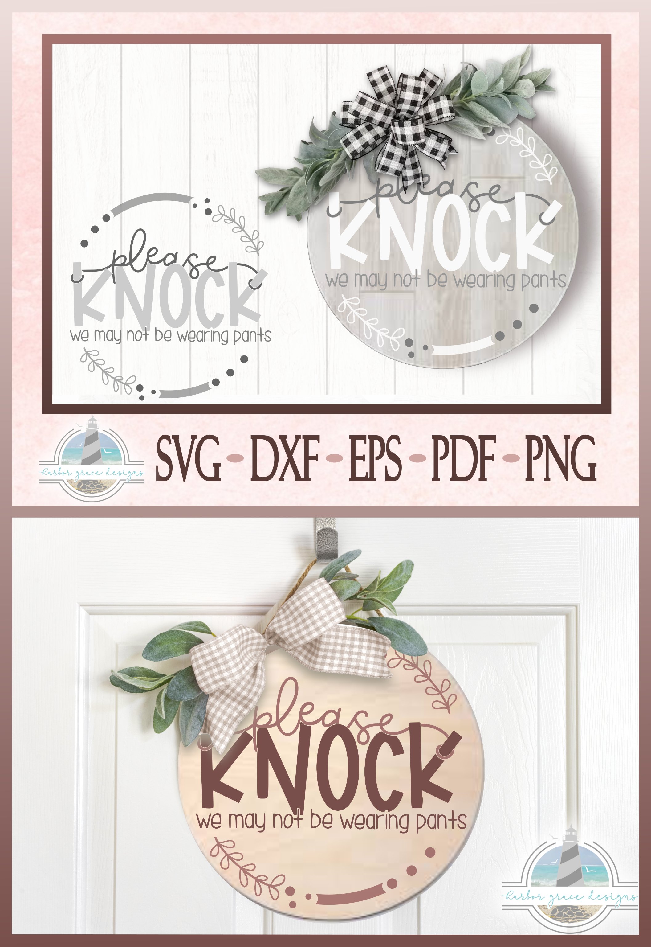 Please Knock Round Front Door Sign SVG | Funny Quote Sign