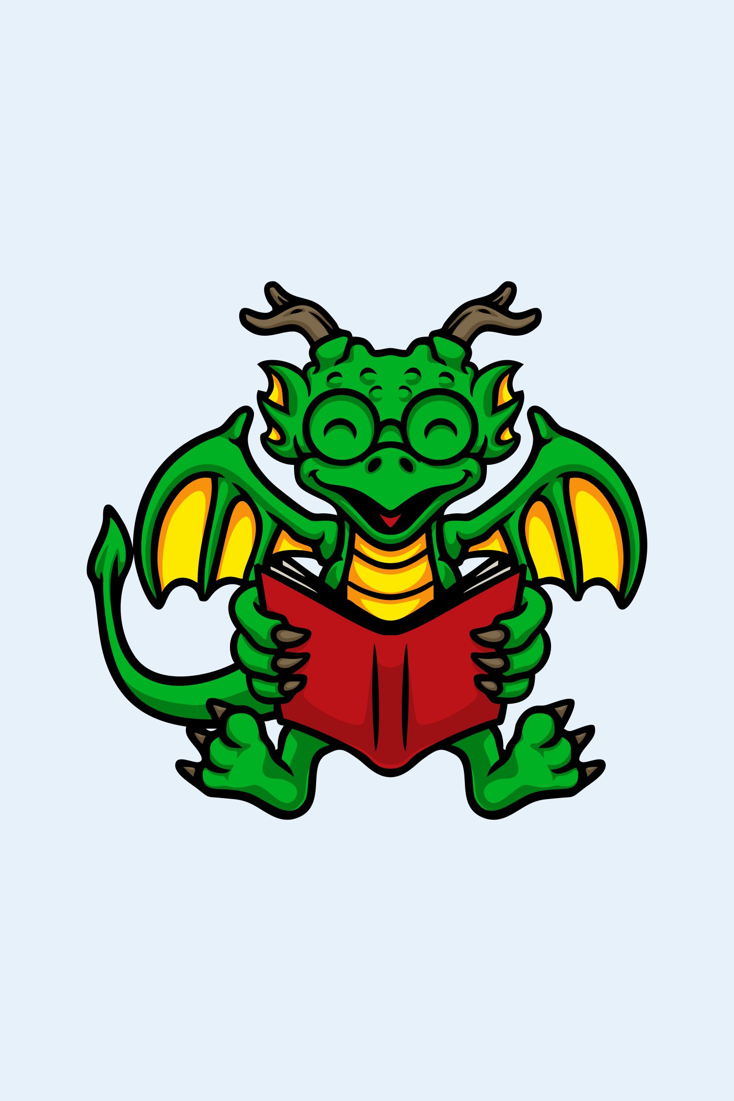 Dragon With Book -Vector Illustrations for T-Shirt Design