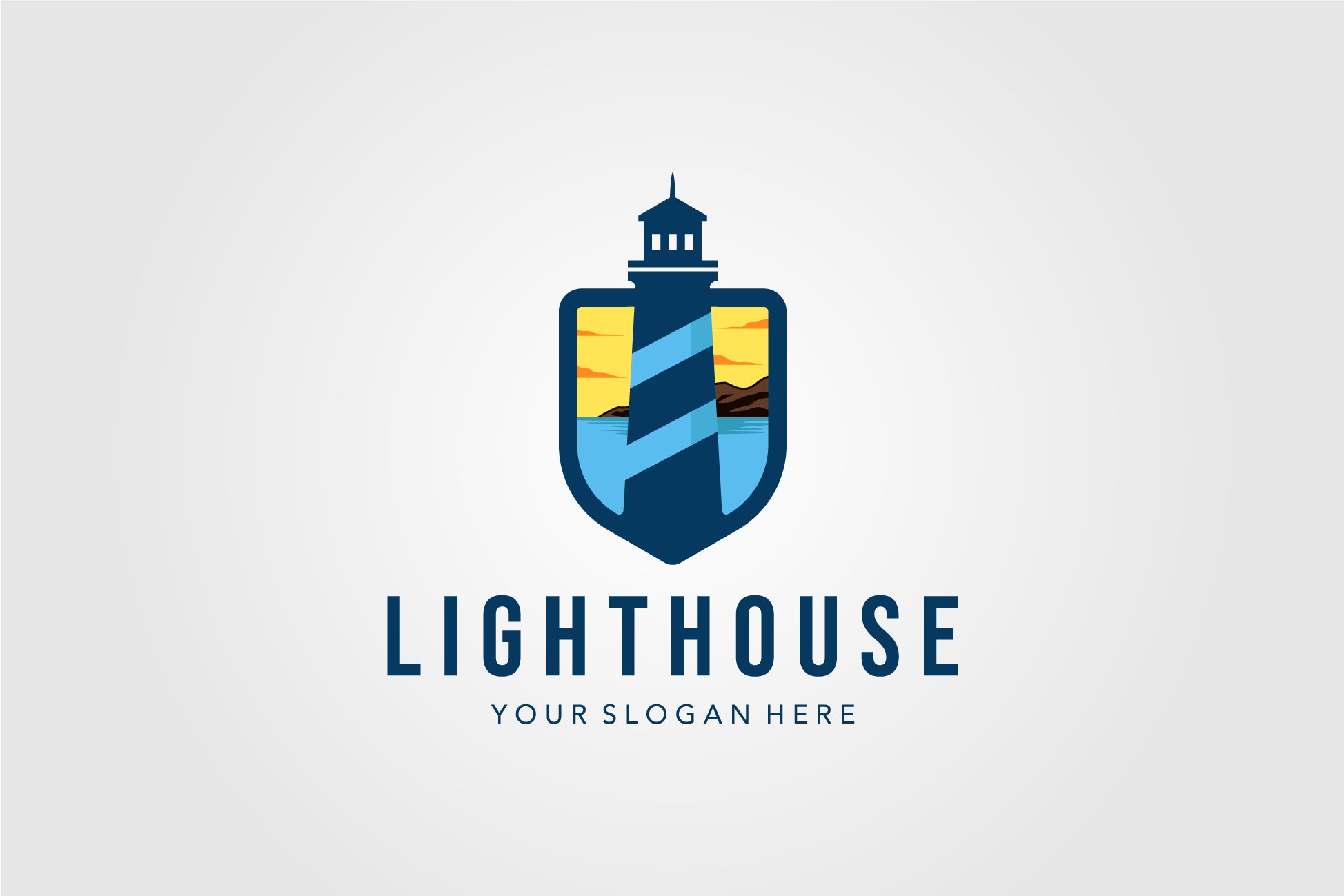 lighthouse shield logo vector design template