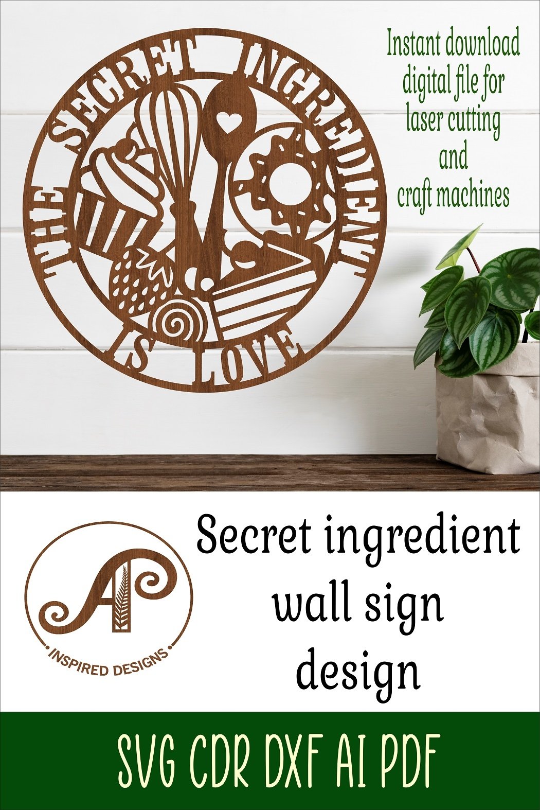 Secret ingredient baking wall sign, SVG file. vector file