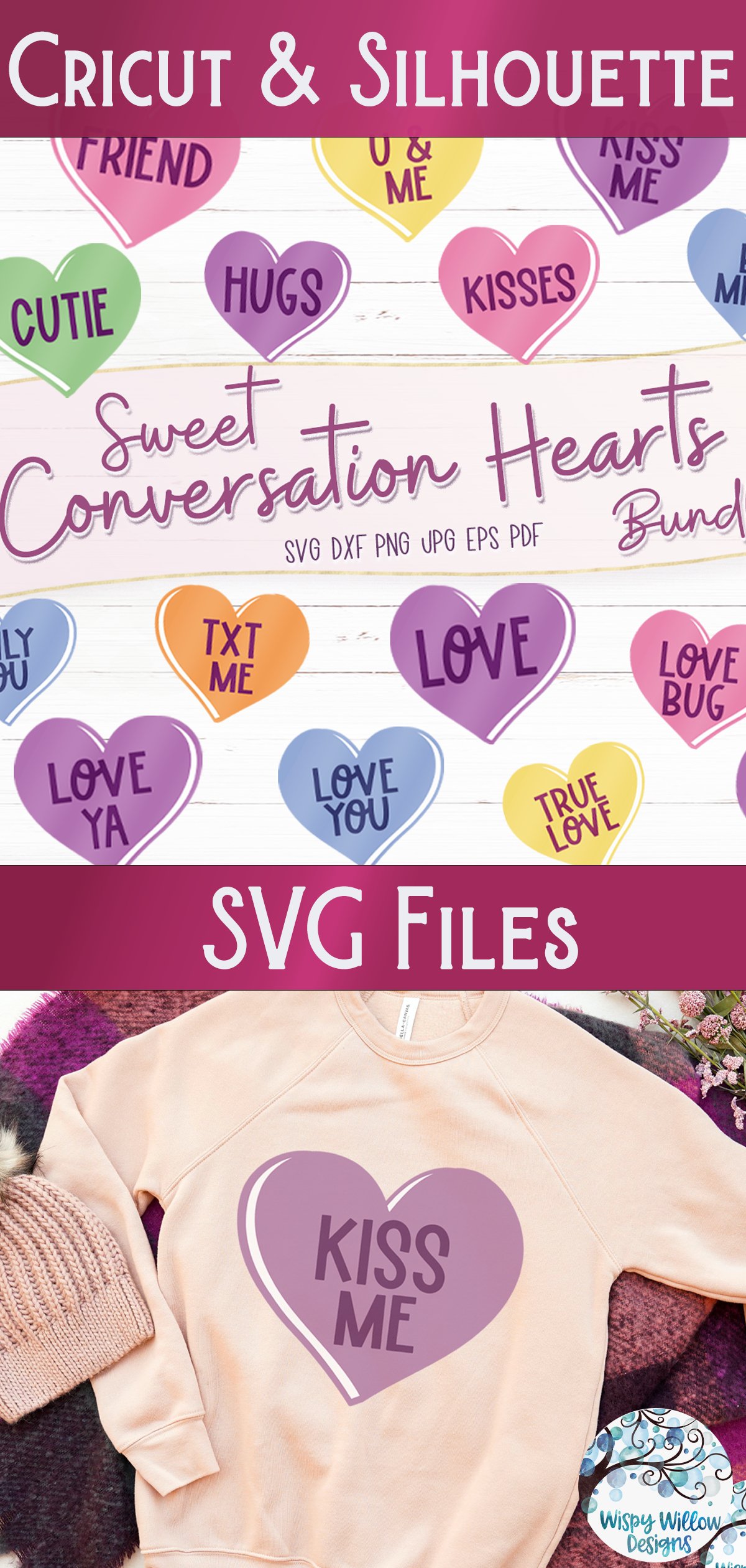 Sweet Valentine's Day Conversation Hearts SVG Bundle