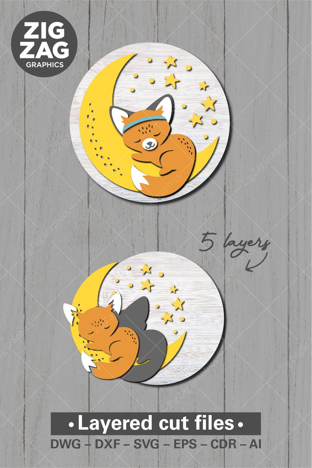 3D Layered sleeping fox SVG svg cut file