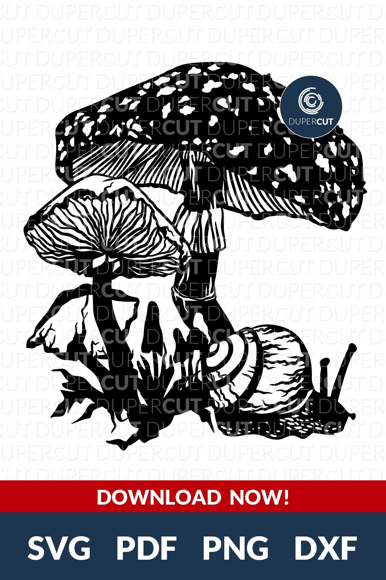 SVG / PDF / DXF Mushrooms, Cutting Files