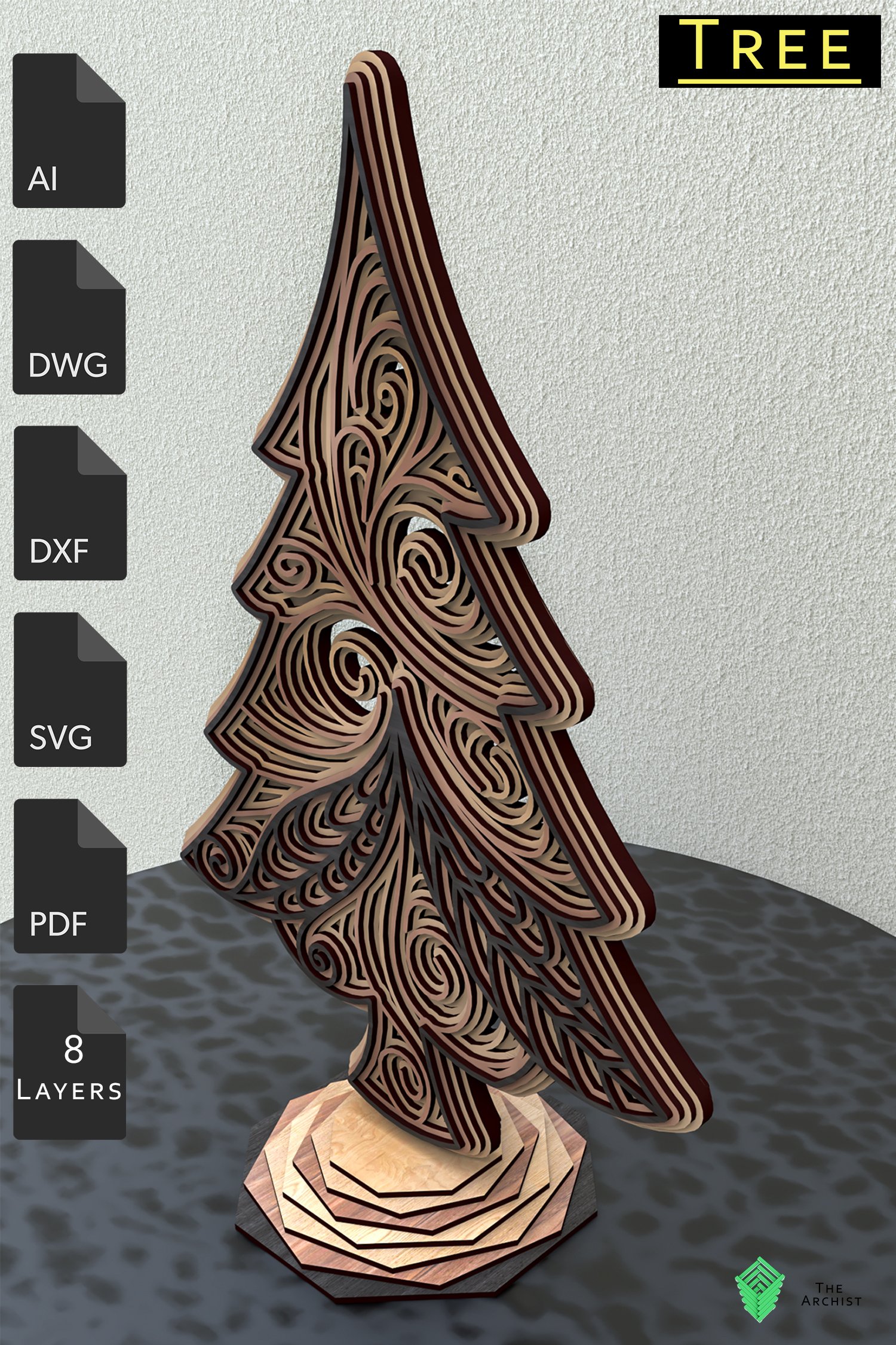 Layered christmas tree free standing