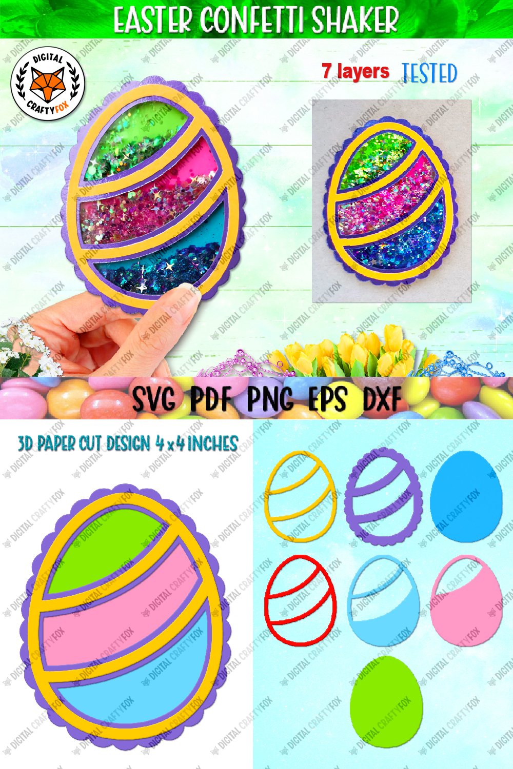 Easter Egg Confetti Shaker, 3D Easter Paper Cut SVG