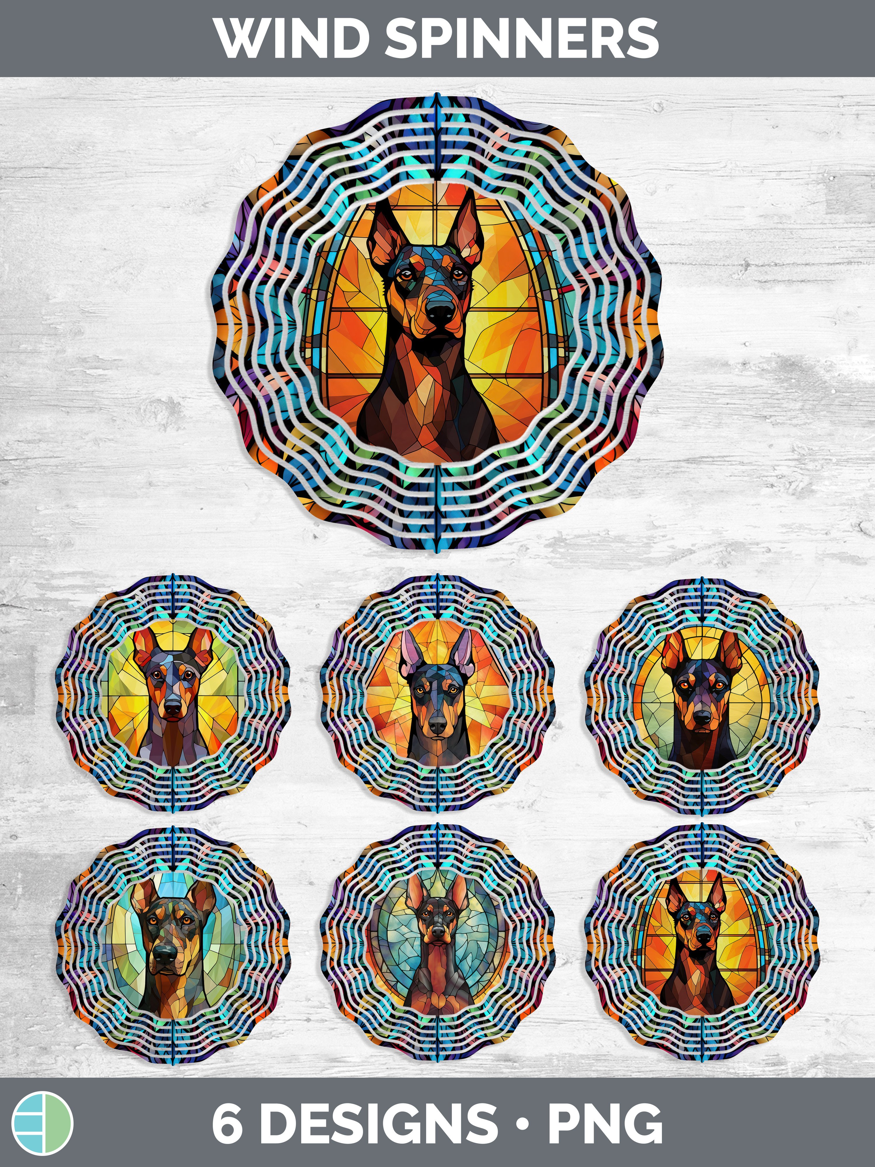 Stained Glass Doberman Pinscher Dog Wind Spinner | Sublimati