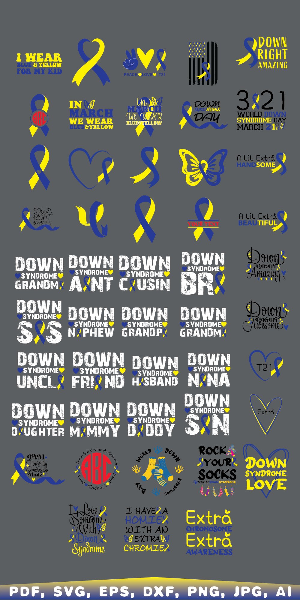 Down Syndrome Awareness SVG, Down Syndrome Ribbon svg