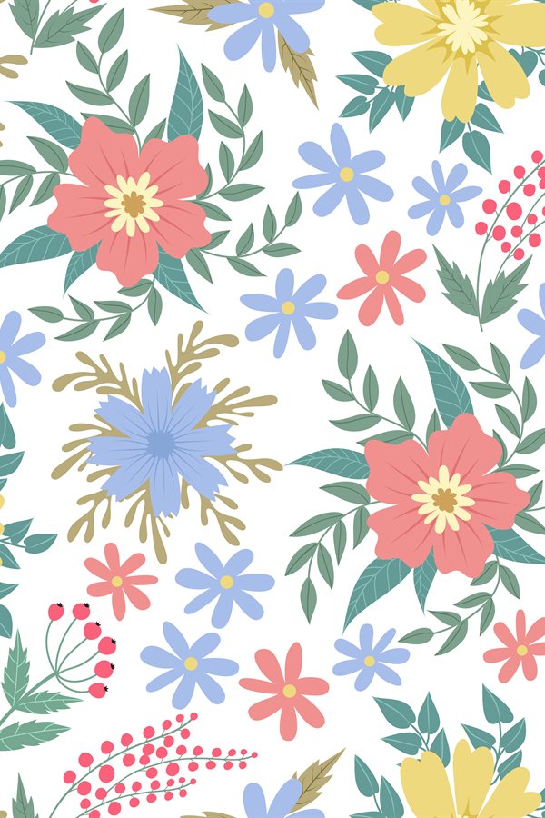 Spring flowers seamless patten. Garden summer flower motif f