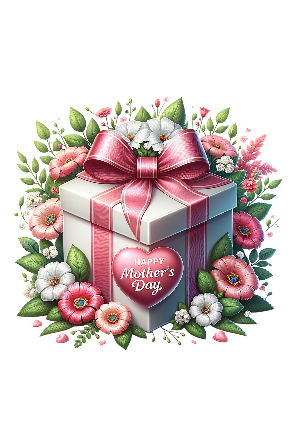 Mothers Day Gift Box with florals Clipart (3818422)
