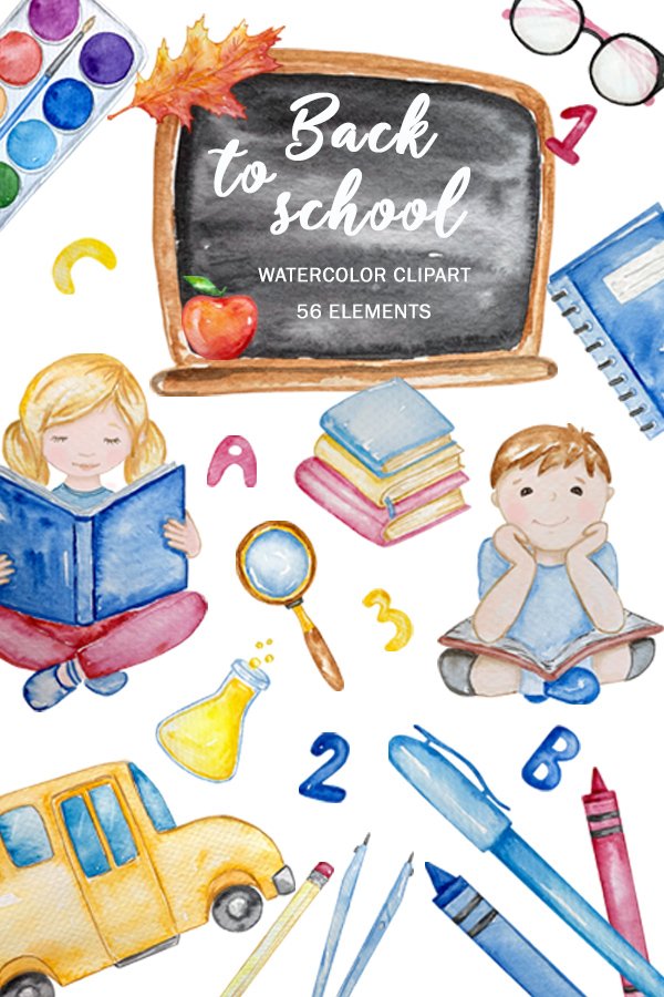 Back to School watercolor clipart (816769)
