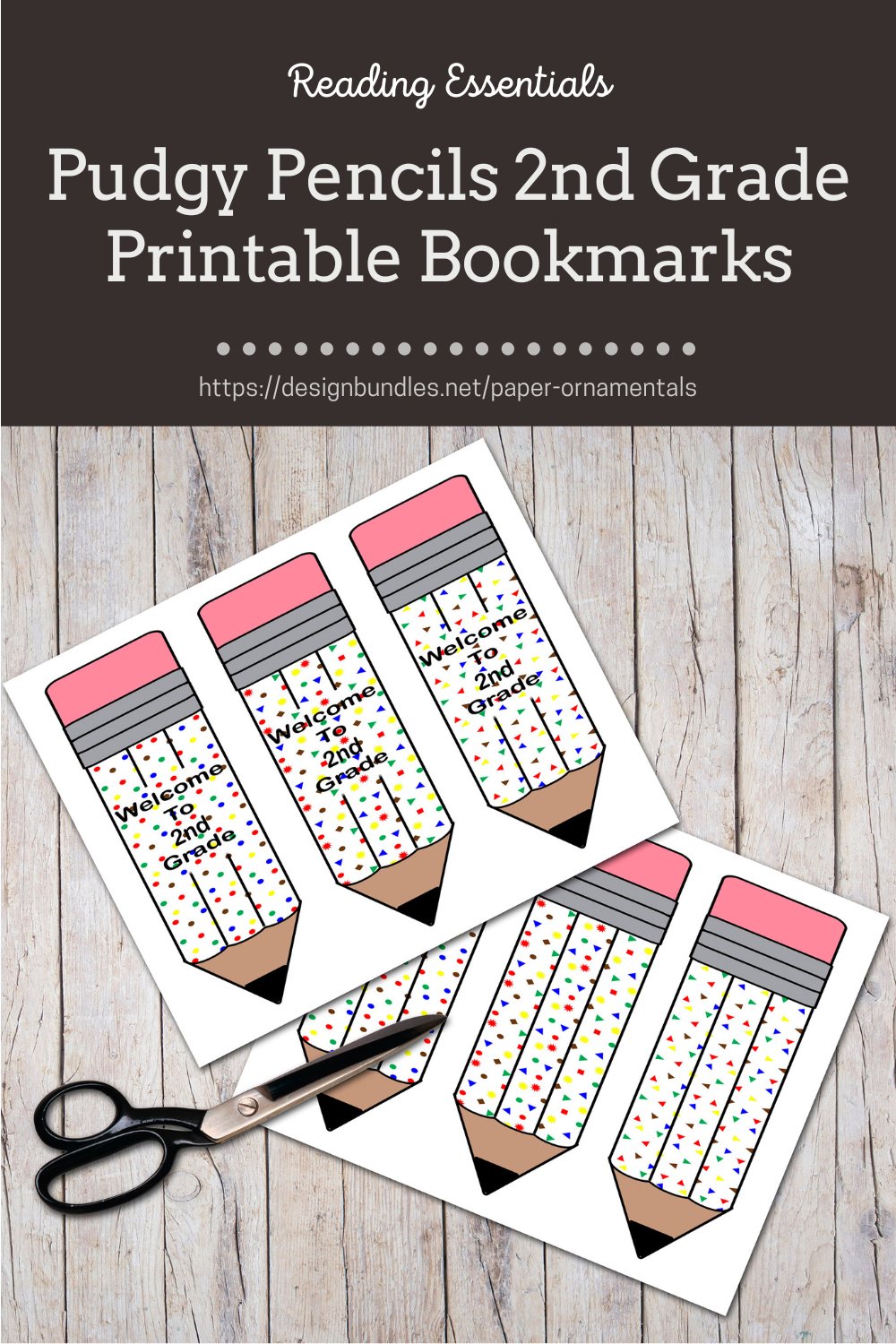 Pudgy Pencils 2nd Grade Pattern Printable Bookmark Set