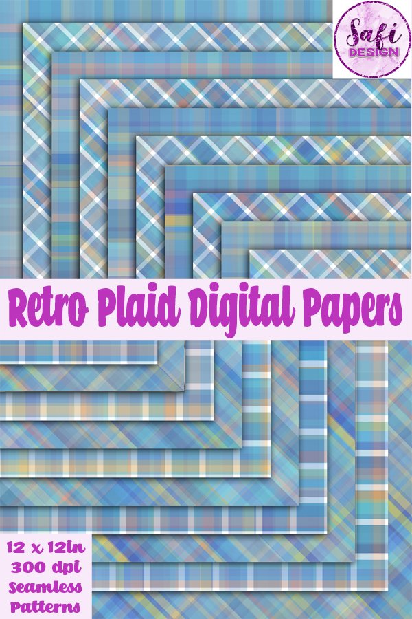 Digital Papers - Pastel Retro Plaid