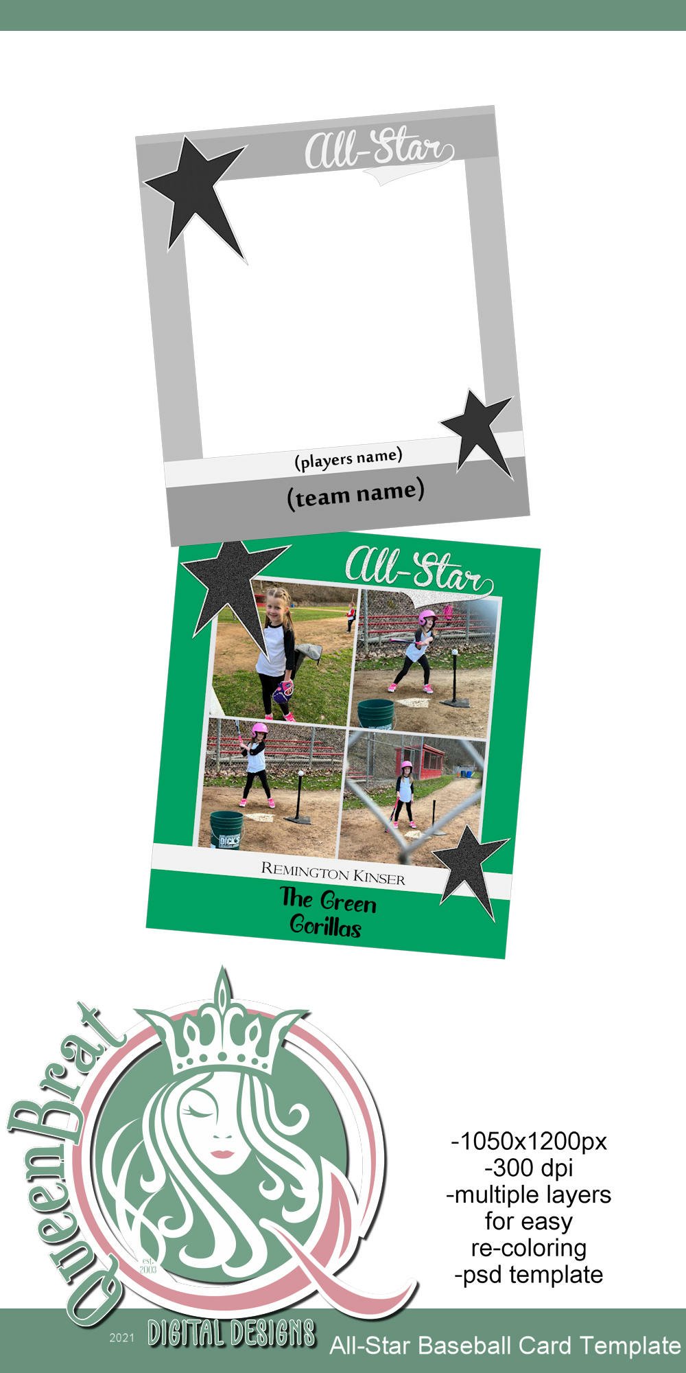 Baseball Photo Card All-Star Template