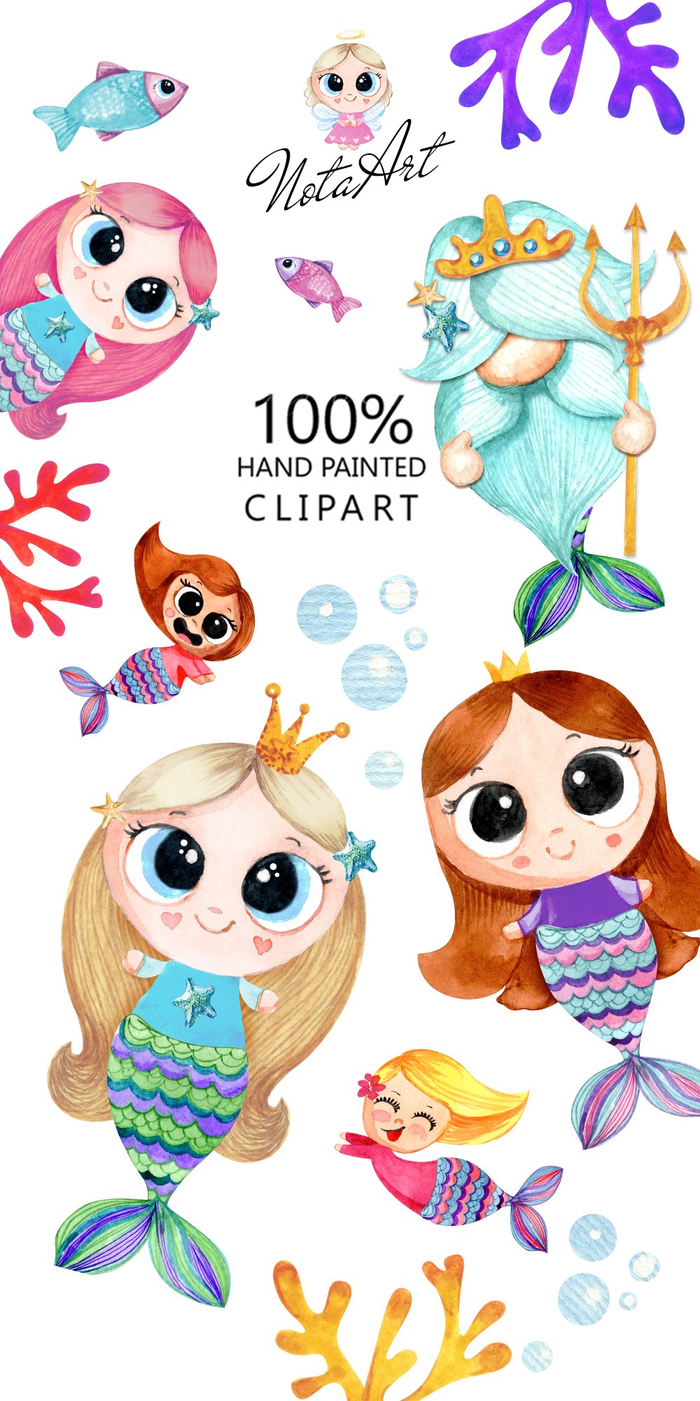 Watercolor Mermaids clipart, Mermaids clipart