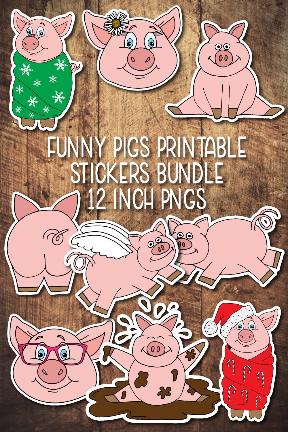 Pig Stickers, Cute Pig PNG, Printable Pig Stickers