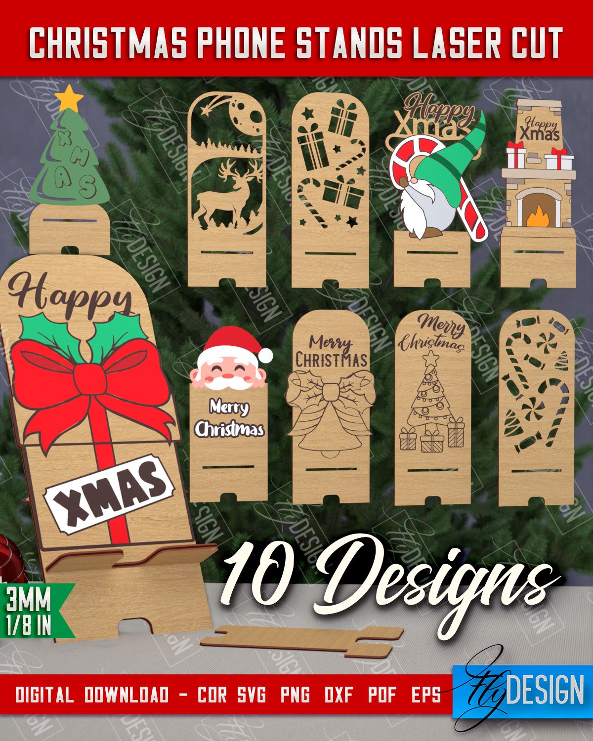 Christmas Phone Stands Bundle| Smartphone Table Holder | CNC