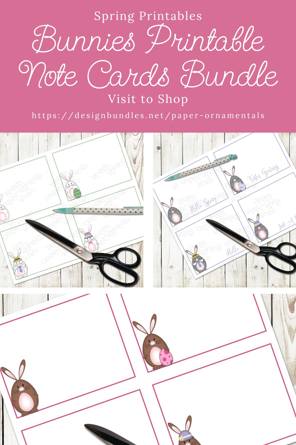Note Card, Post Card, Easter Bunny Flat Note Card Bundle