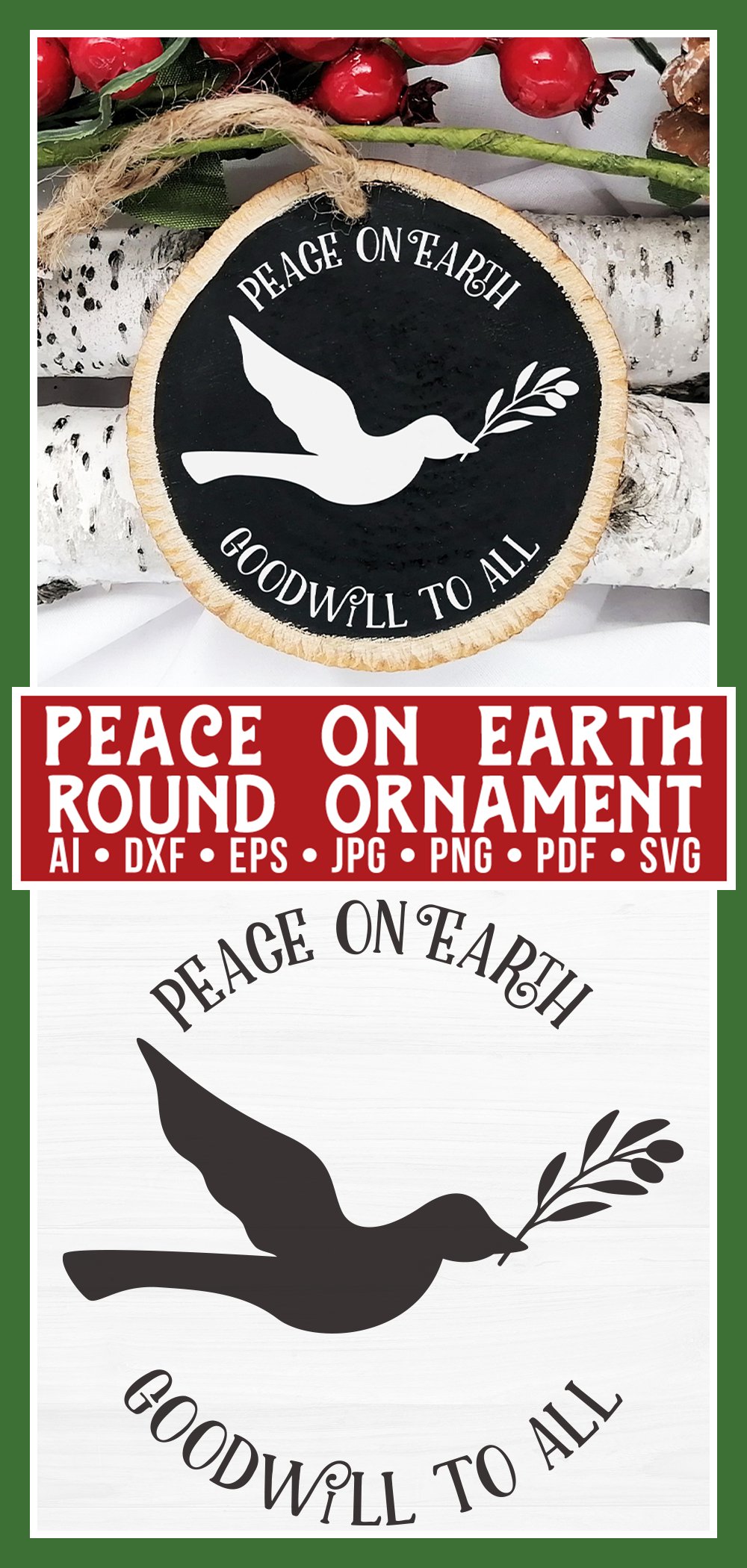Peace on earth goodwill to all Round Ornament svg