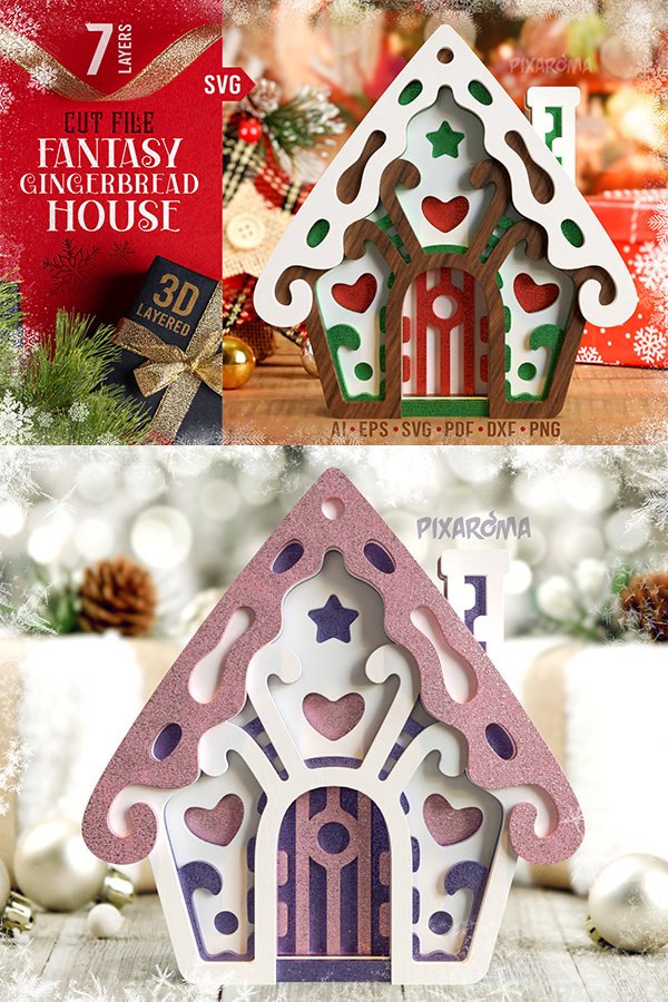 Gingerbread House 3D Layered | Fantasy House Cut File