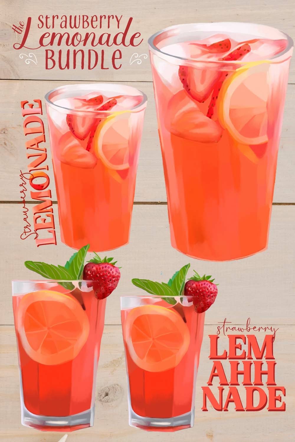 The Strawberry Pink Lemonade Illustration Bundle