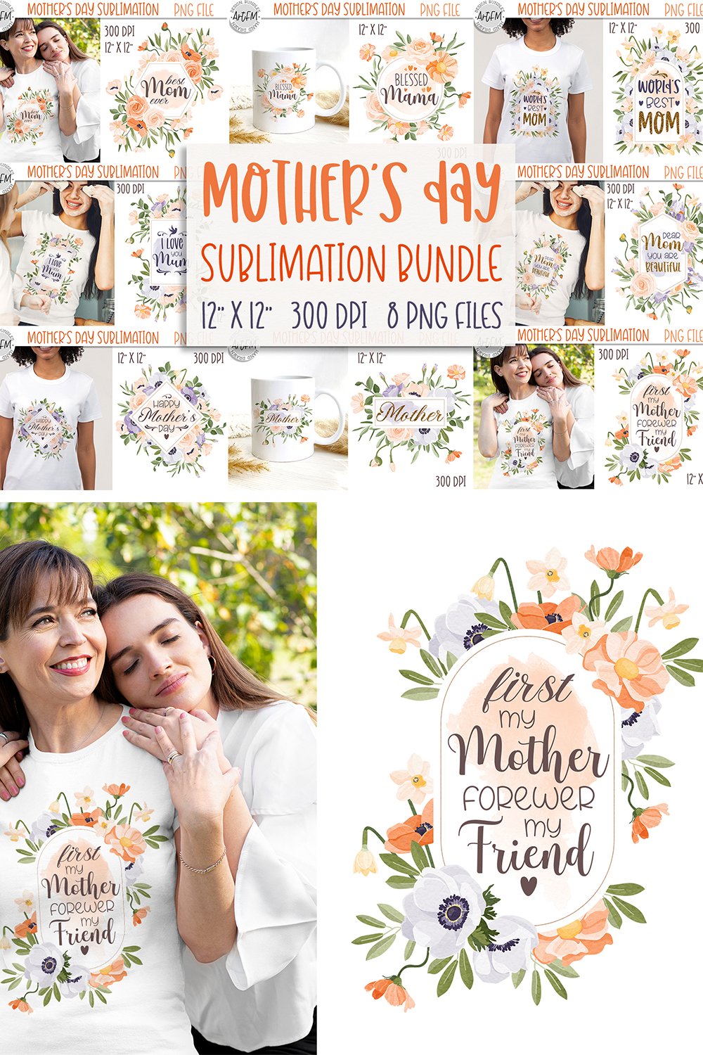 Mothers Day Sublimation Bundle | Mom Flowers Frames In PNG