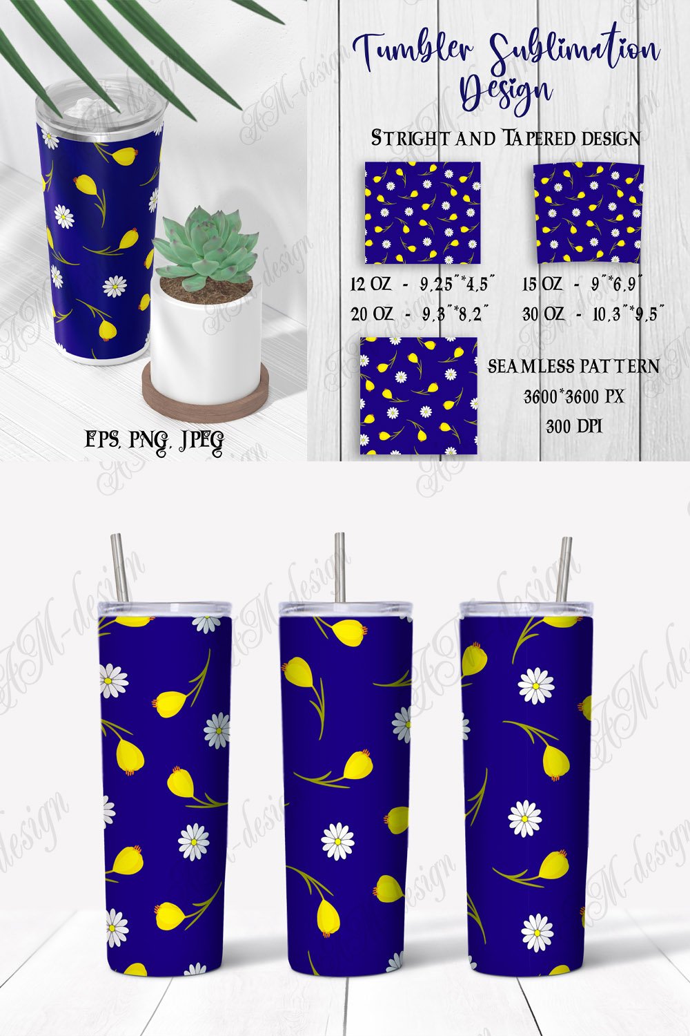 Tumbler sublimation design navy