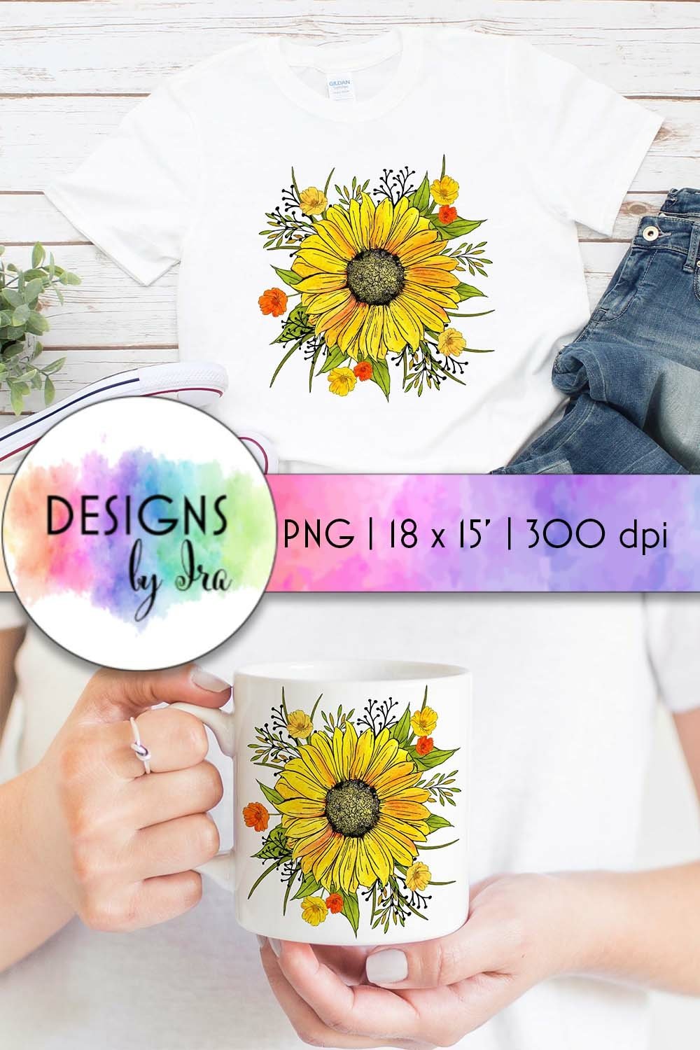 Sunflower Sublimation | Watercolour Sunflower Illustration