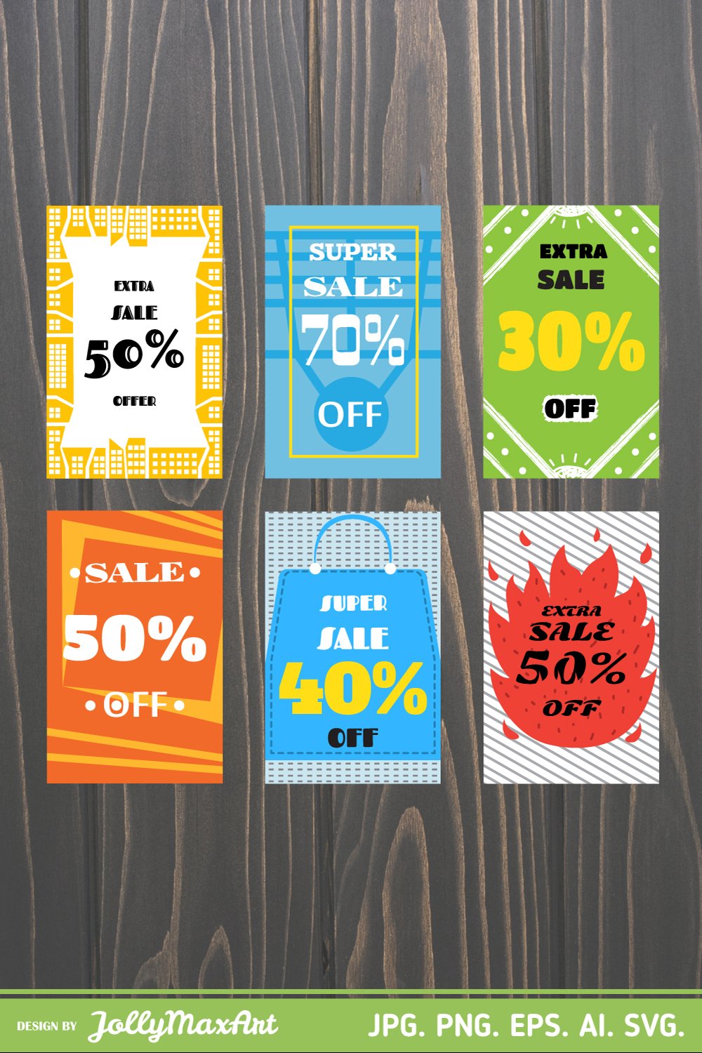 A Set of Discount Tags. Colorful Promotional Tags