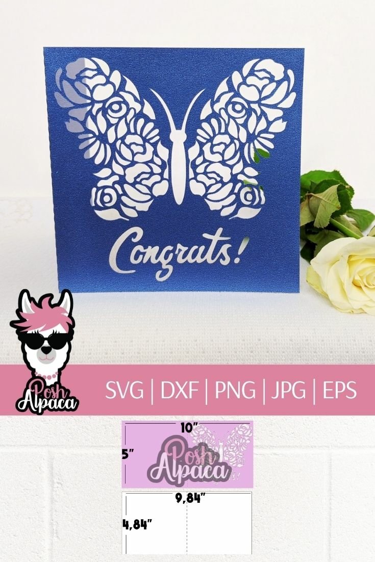Congrats card svg, butterfly congrats card template