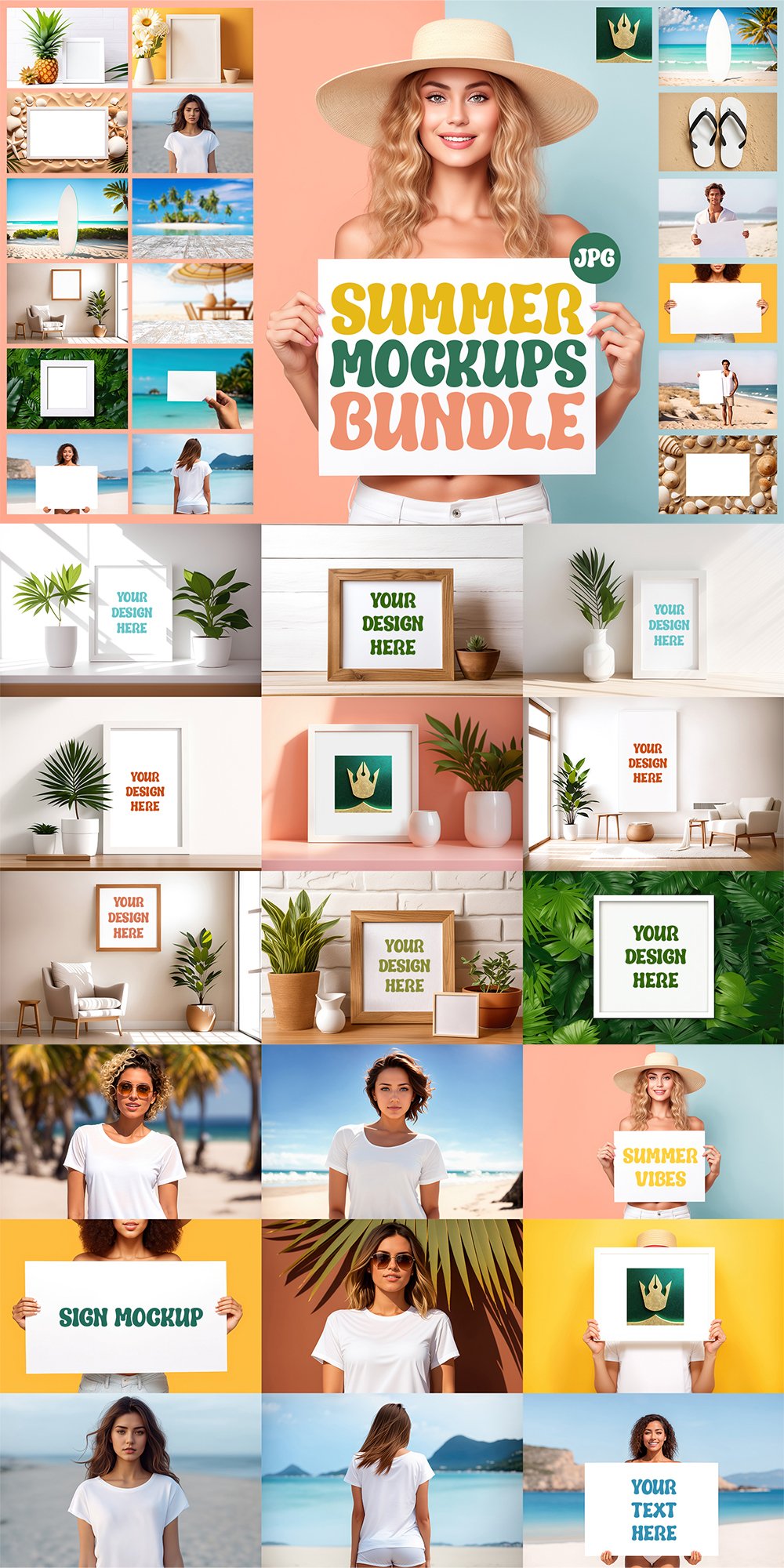 Summer Mockups Bundle | JPG Craft Mockups | Frame Mockup