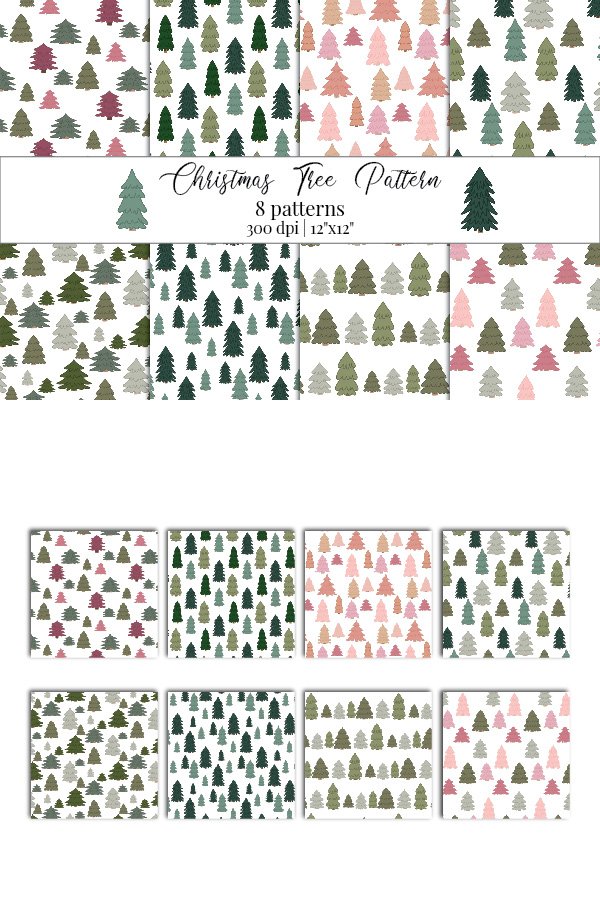 Christmas Tree Pattern Digital Paper (1053463)
