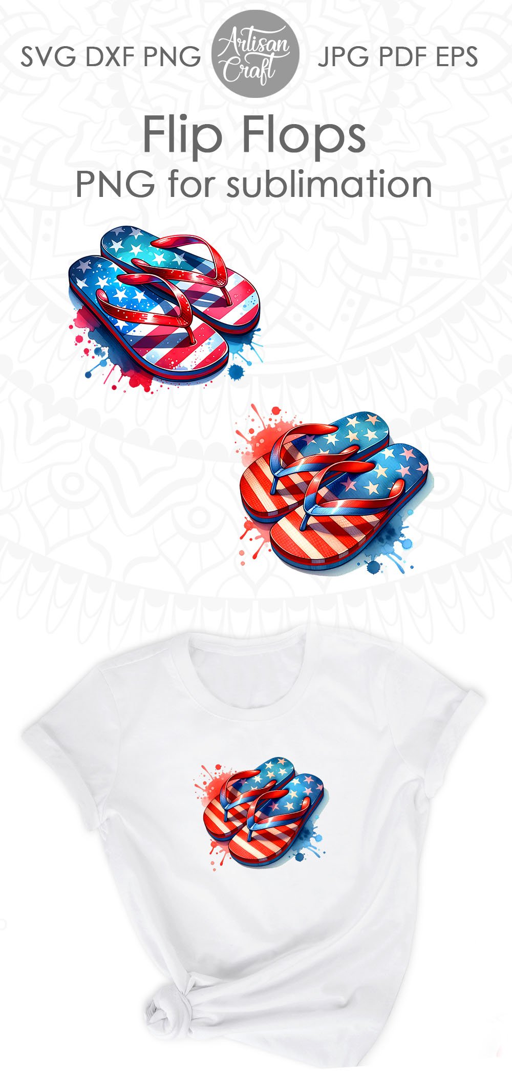 Patriotic flip flops | Stars and Stripes | Sublimation PNG