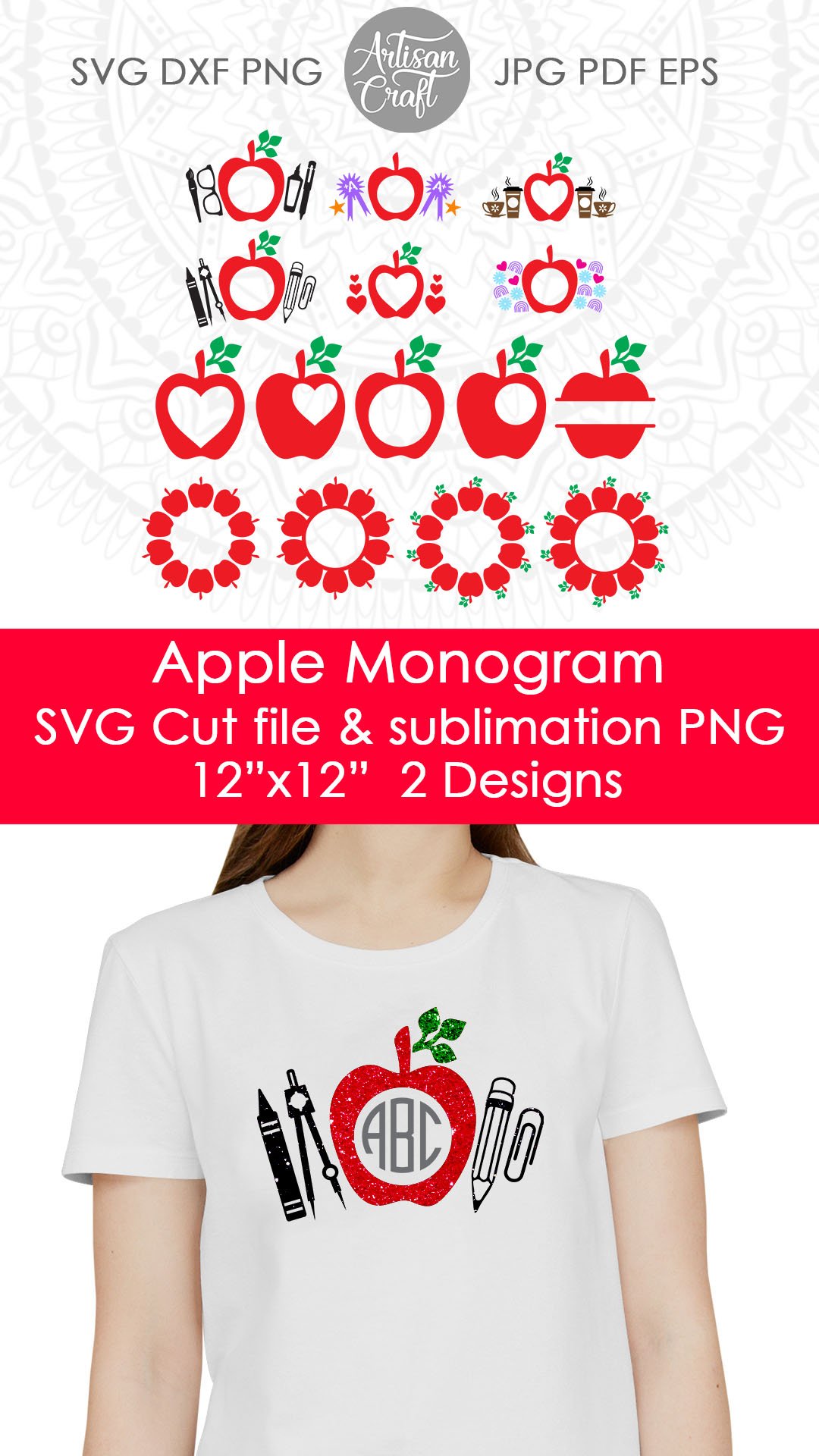 Apple monogram SVG, split monogram svg, split apple svg,