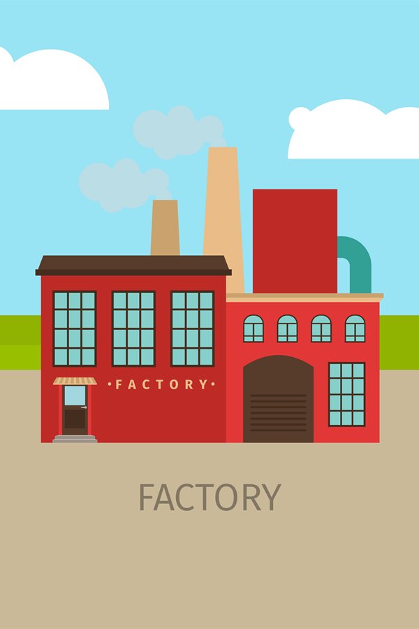 Colored factory building illustration