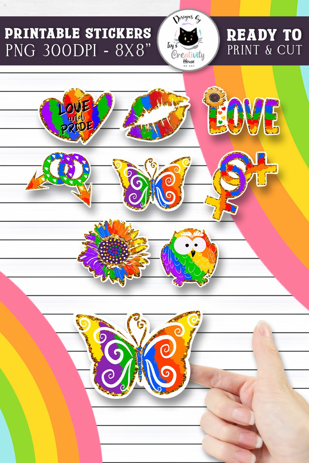 LGBTQ Rainbow Sticker Pack | 8 Pride Stickers