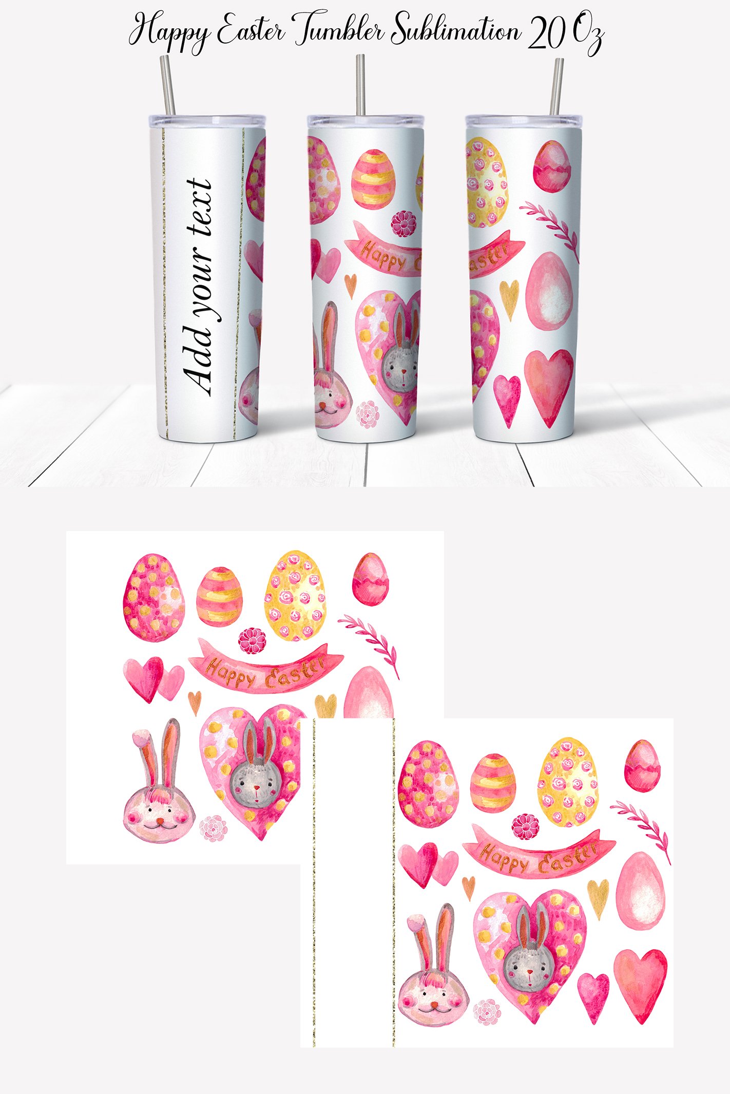 Happy Easter Tumbler Wrap For Sublimation Printing 20 Oz