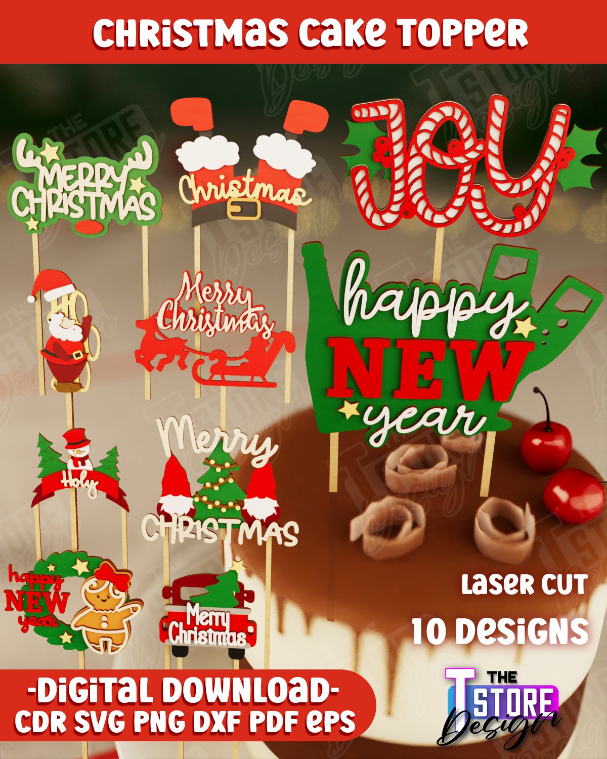 Christmas Cake Toppers Bundle | Holiday Signs | (4815960)