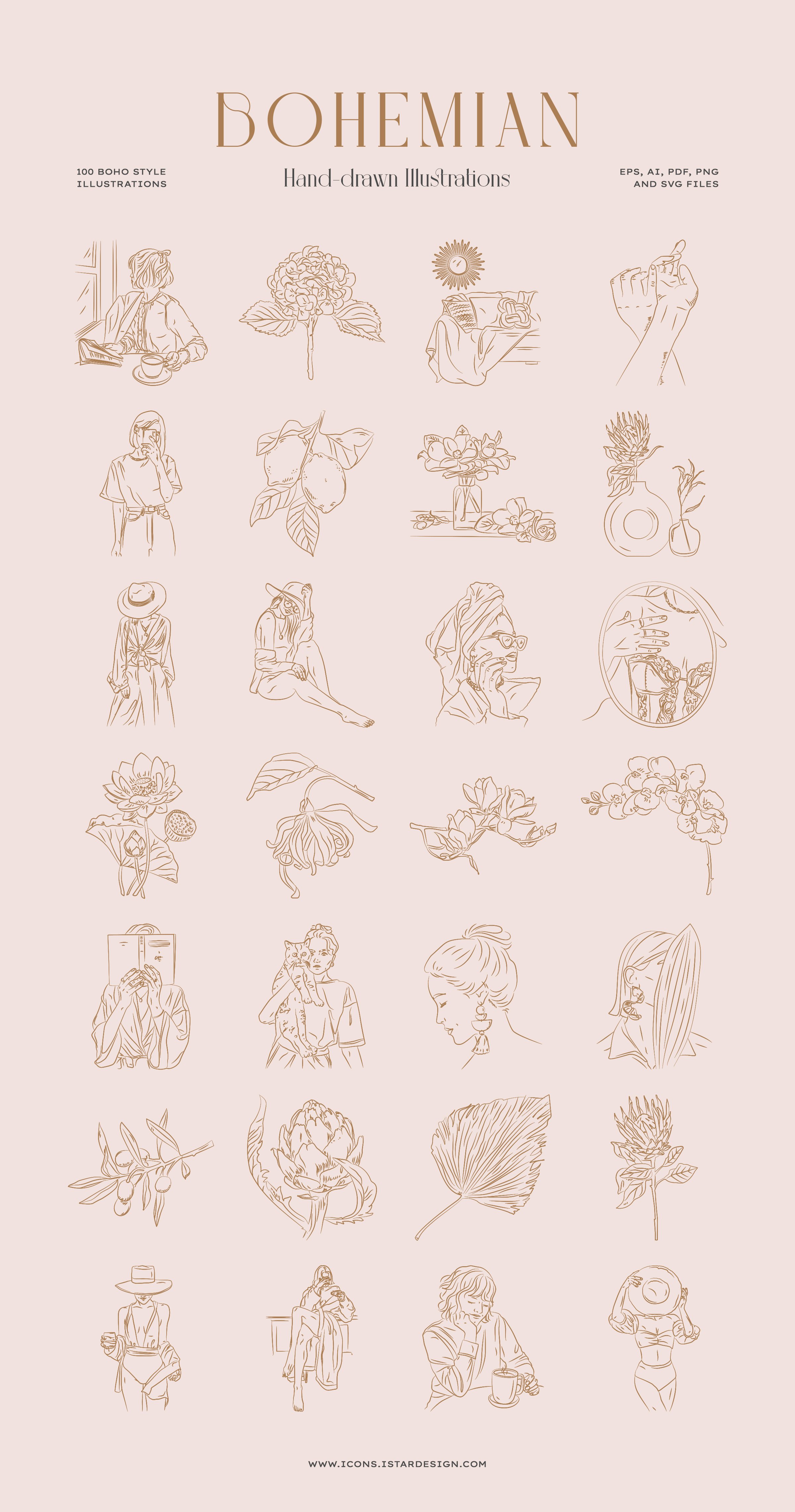 Bohemian Illustration Set