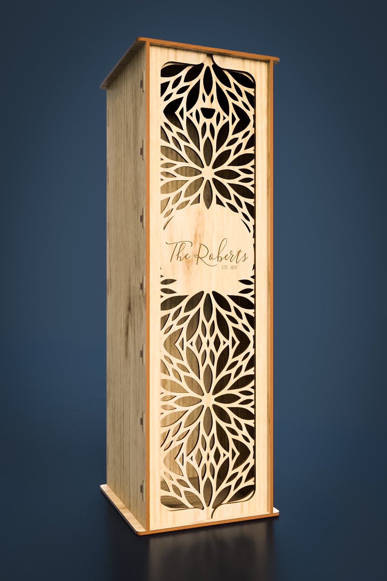 Wooden Wine Box SVG Files, Personalized Wine Box Laser Cut