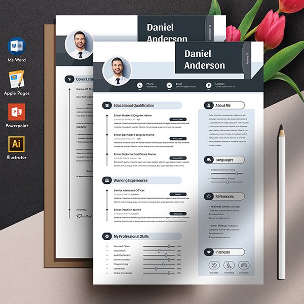 Creative Editable Resume Cv Template in Word Apple Pages
