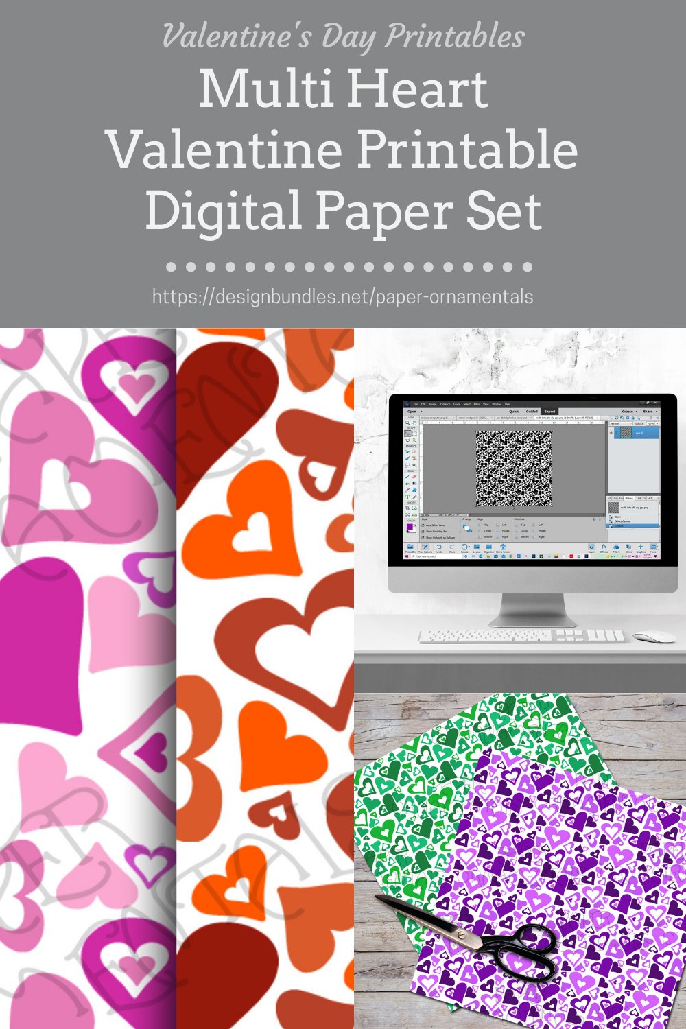 Valentine's Day Multi Heart Digital Paper For Crafts