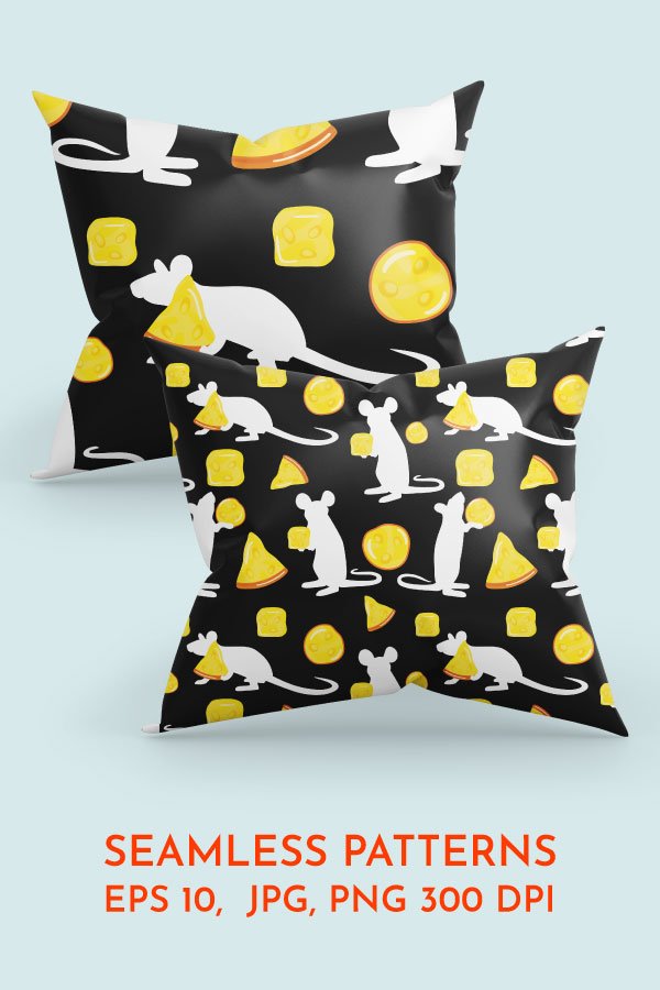 Digital paper, seamless pattern Mouse with cheese. (798084)