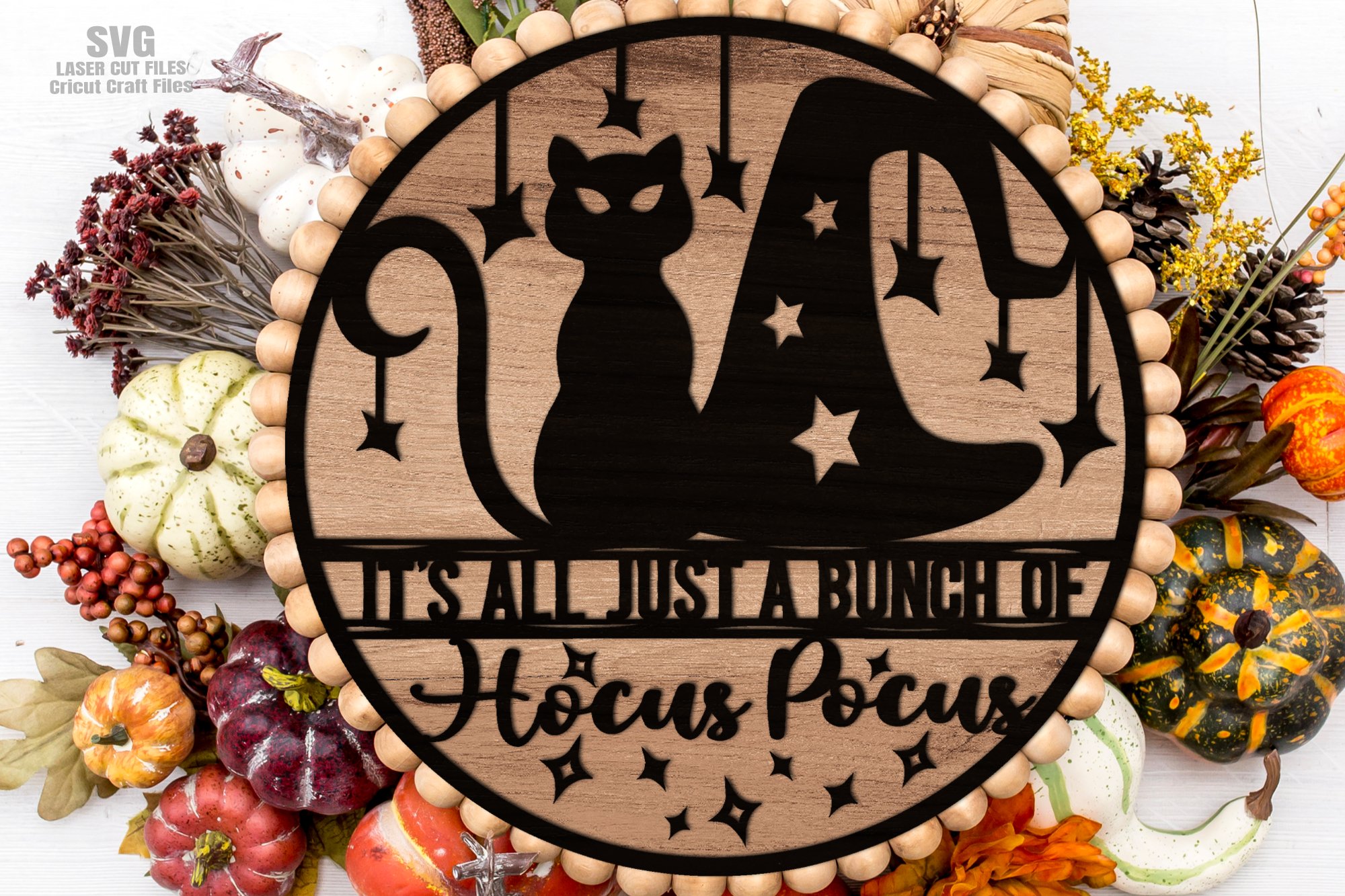 Hocus Pocus Witch Cat SVG | Halloween Sign Laser Cut Files