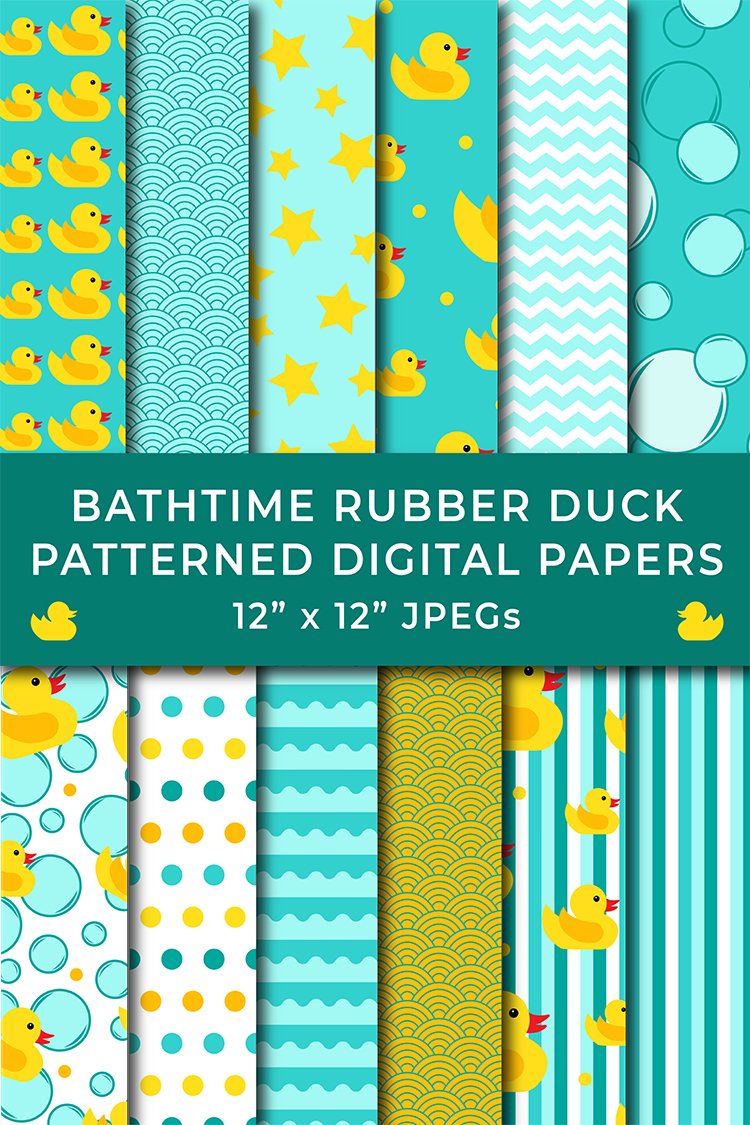 Yellow Rubber Ducks Bubbles Bathroom Seamless Repeat Pattern