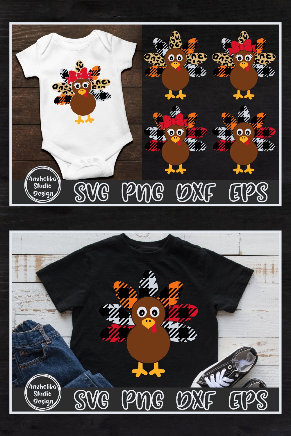 Plaid Thanksgiving Turkey SVG Bundle | Thanksgiving Day PNG