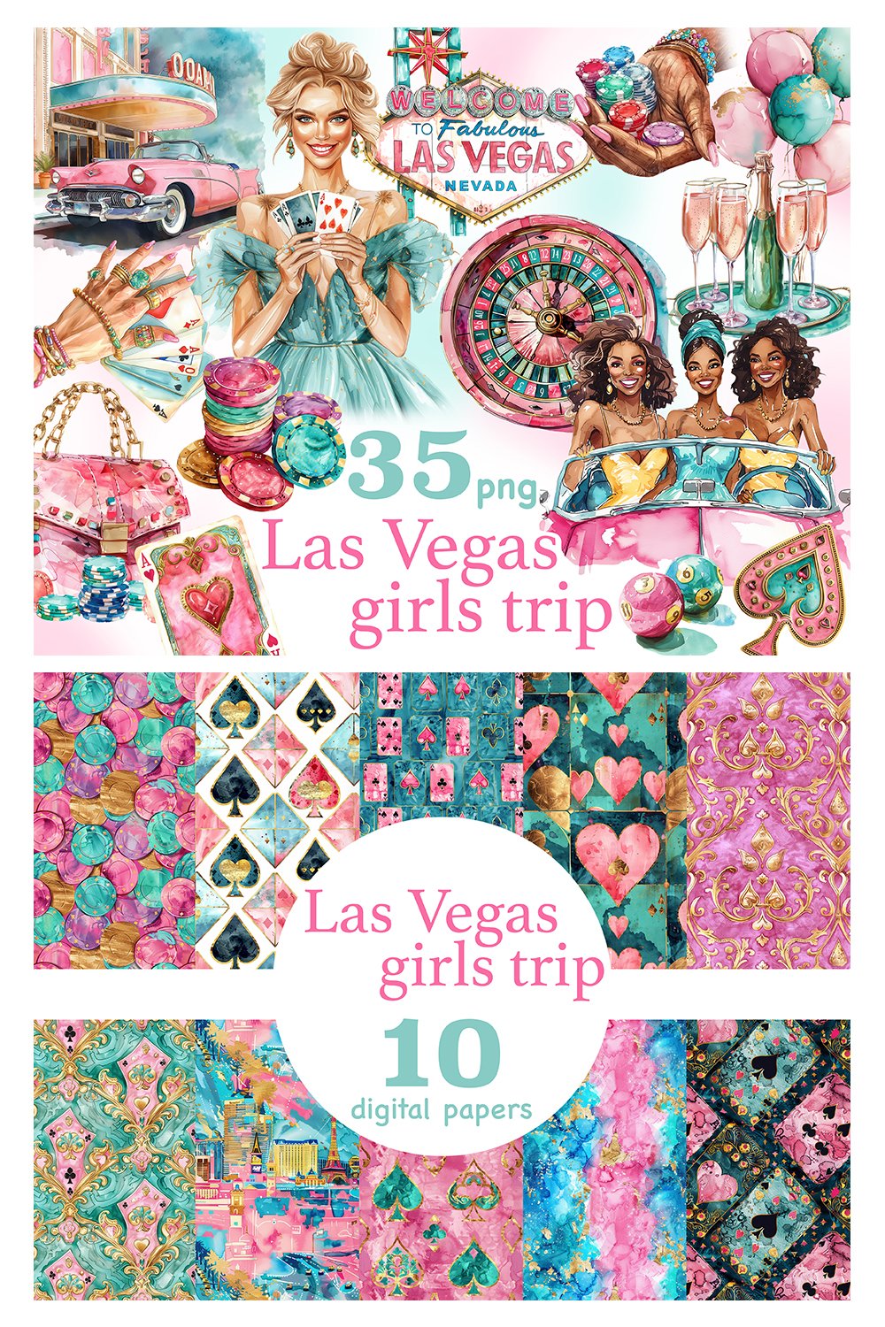 Las Vegas Girls Trip Paper | Party Seamless Pattern