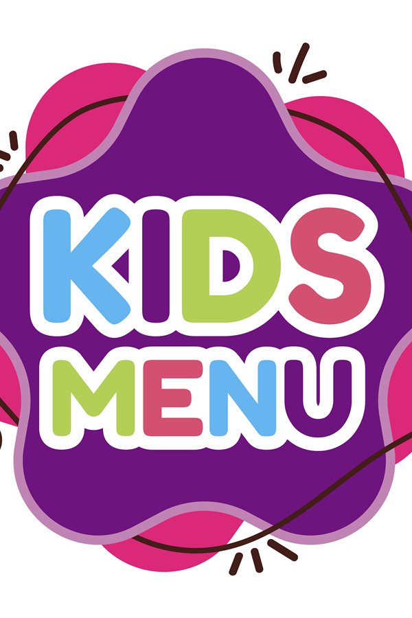 Kids menu logo. Children food banner or label.