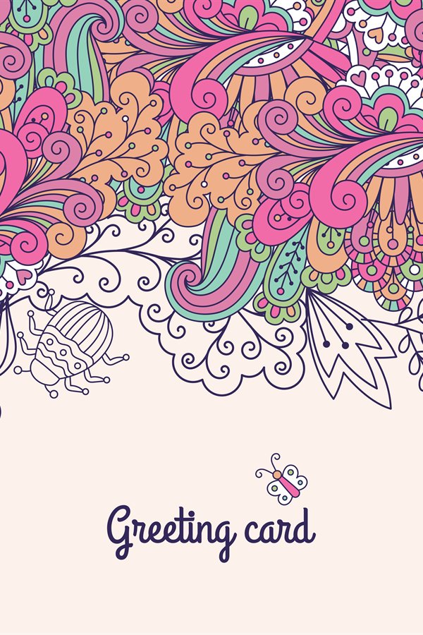 Greeting card with doodles