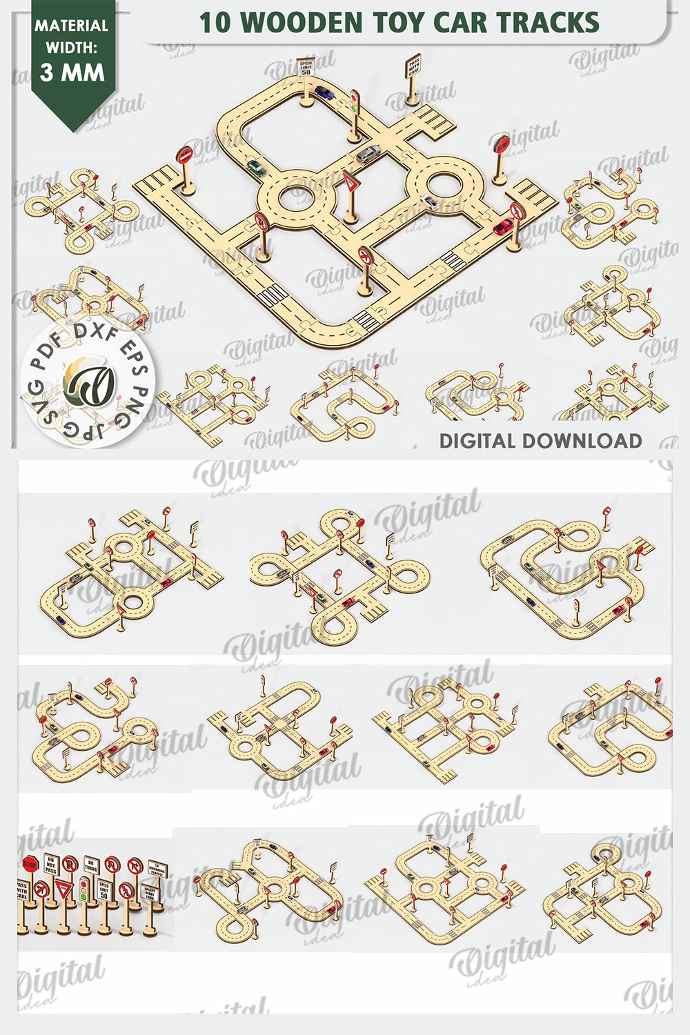 Wooden Toy Car Track Laser Cut Bundle. Kids Toy SVG