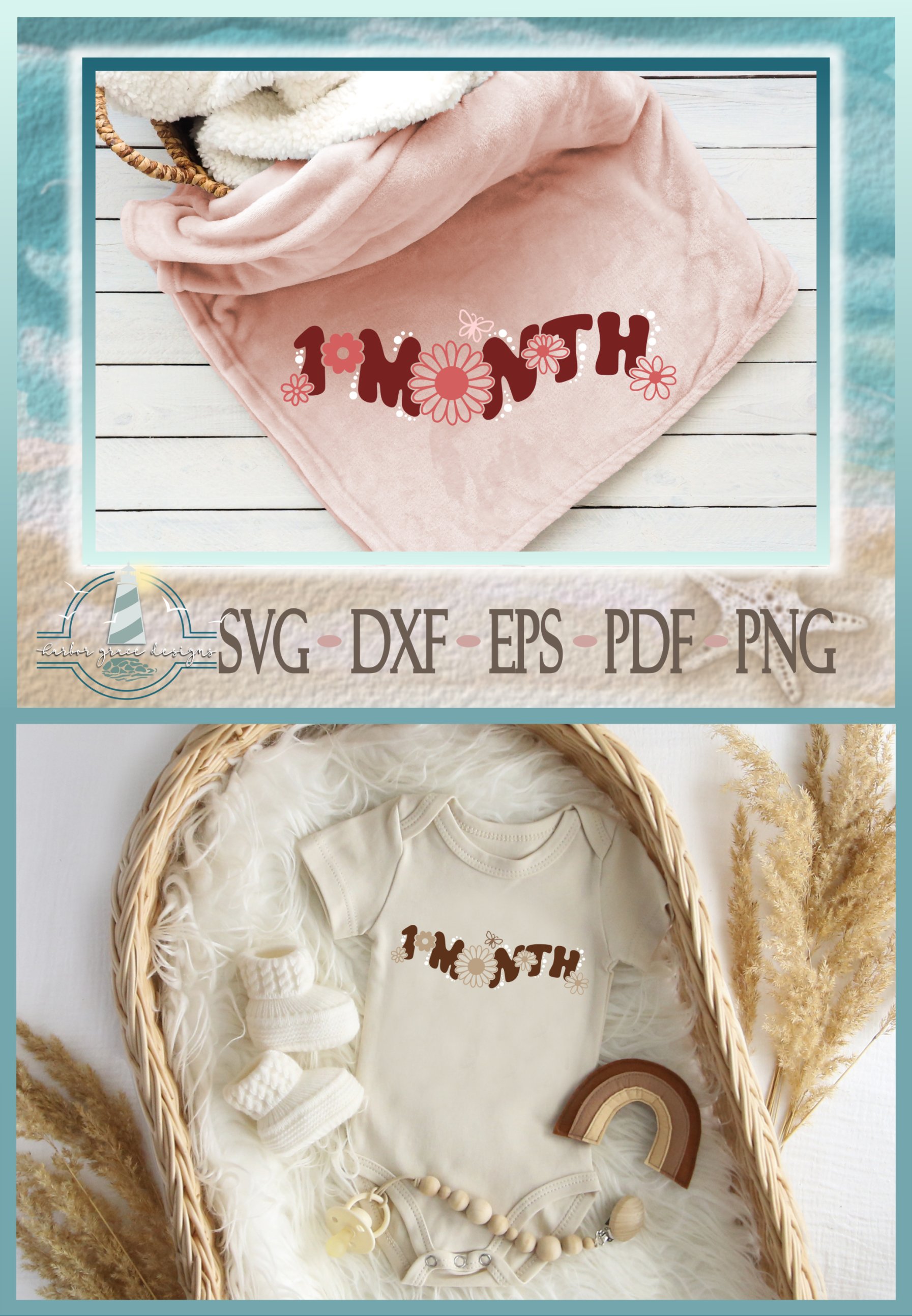 Baby 1 Month Milestone SVG - Wavy Text SVG - One Month SVG